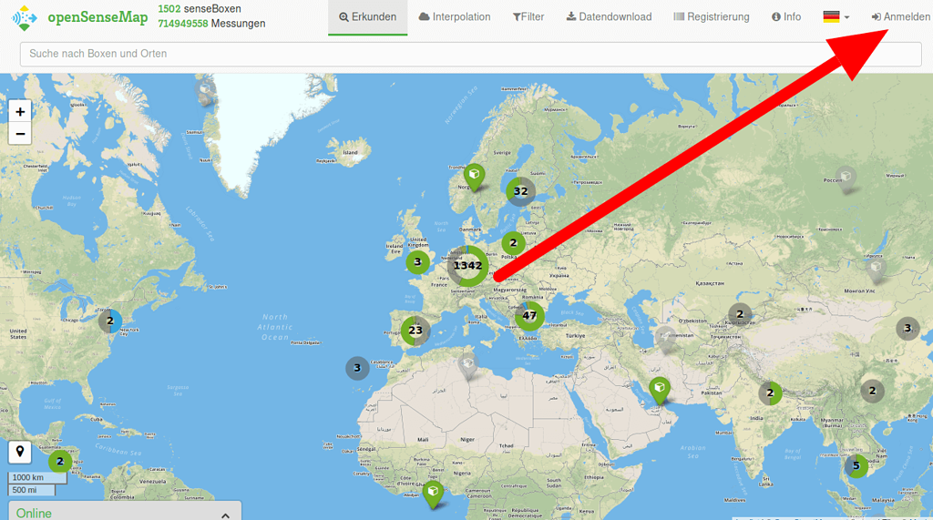 Wie kann ich meine Sprache auf der openSenseMap umstellen? - openSenseMap - senseBox