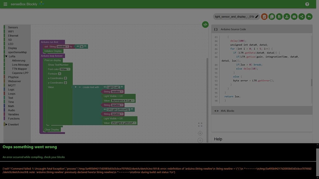 Wie kann ich bei der Textausgabe einen Zeilenumbruch erzeugen? - blockly - senseBox
